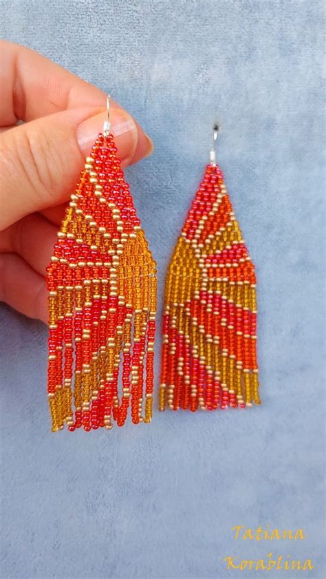 Brick Stitch Pattern For Seed Bead Earrings Digital Pdfpattern Beading