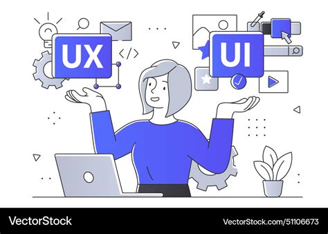 An Of A Woman With Ux And Ui Icons Royalty Free Vector Image