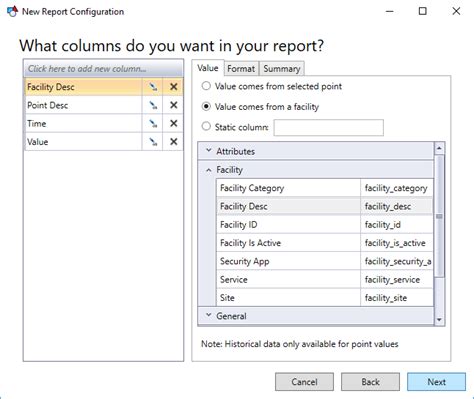 Configuring Reports Columns