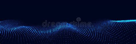 Dynamic Blue Particle Wave Futuristic Point Glowing Wave Flow Digital Structure Data