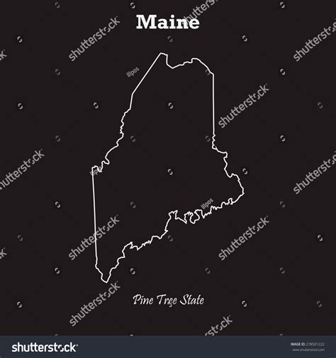 Maine Outline Map Stroke Name Of State Line Royalty Free Stock