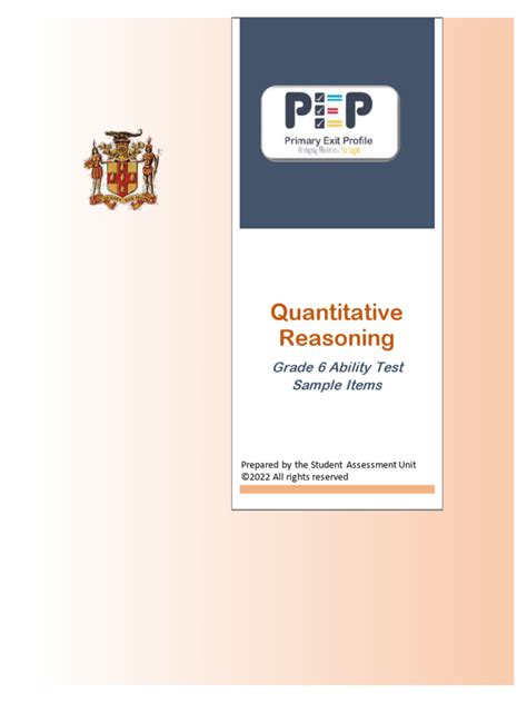 Grade 6 Quantitative Reasoning Ability Test Sample Test Booklet 2022 Pdf Multiple Choice