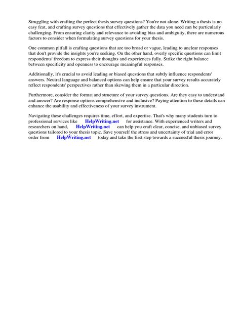 Example Of Thesis Survey Questions Pdf Survey Methodology