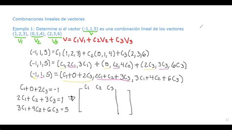 Combinación lineal de vectores combinación única YouTube