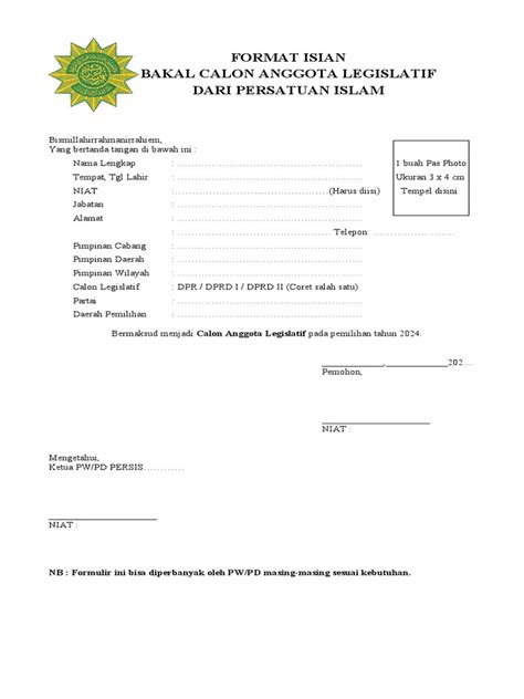 Form Isian Persis Pdf