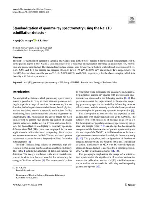 Standardization Of Gamma Ray Spectrometry Using The Nai Ti Scintillation Detector