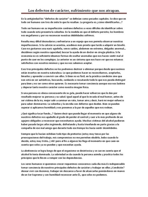 Defectos De Caracter Sufrimiento Pdf