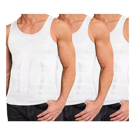 Kit 3pzs Playeras Faja Reductora Moldeadora Para Hombre Blanco Talla G