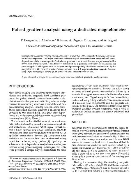 Pdf Pulsed Gradient Analysis Using A Dedicated Magnetometer