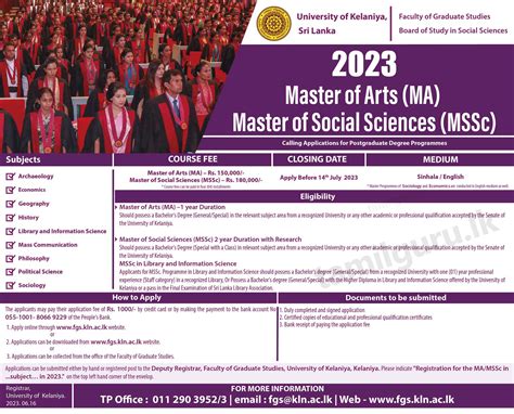 Ma Mssc Degree Programmes 2023 University Of Kelaniya