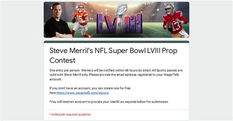 Steve Merrils Free Nfl Super Bowl Lviii Prop Contest Rwagertalk