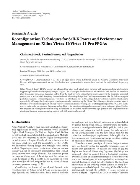 Pdf Reconfiguration Techniques For Self X Power And Performance