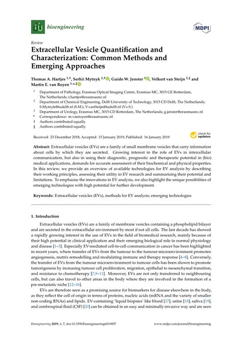 Pdf Extracellular Vesicle Quantification And Characterization Common