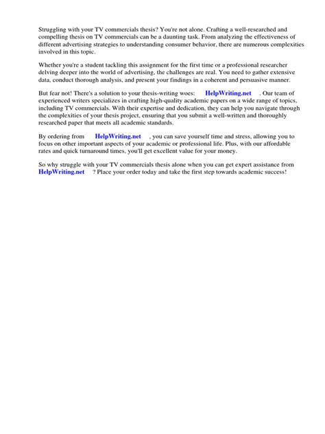 Tv Commercials Thesis Pdf Advertising Television Advertisement