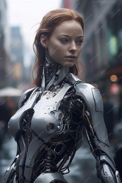 Premium Ai Image A Woman With A Robot Suit And A Head That Saysrobot