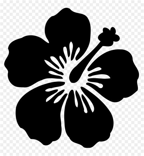 Silhouette Drawing Hibiscus Hawaii Flower Png Download 1000 1000