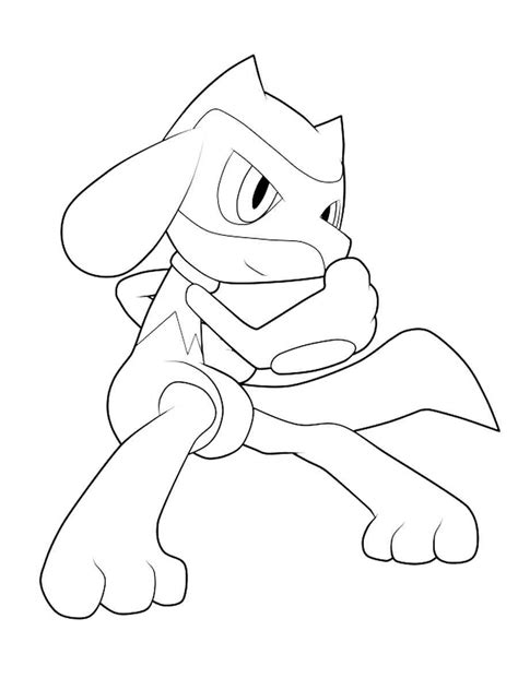 Riolu Pokemon Fighting Style Coloring Pages Bulk Colo