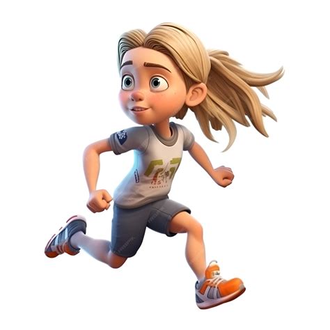 Premium Ai Image 3d Digital Render Of A Cute Running Girl Isolated On