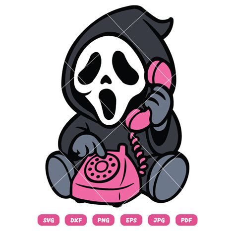 Ghostface Scream With Phone Svg Png Halloween Cut File For Cricut