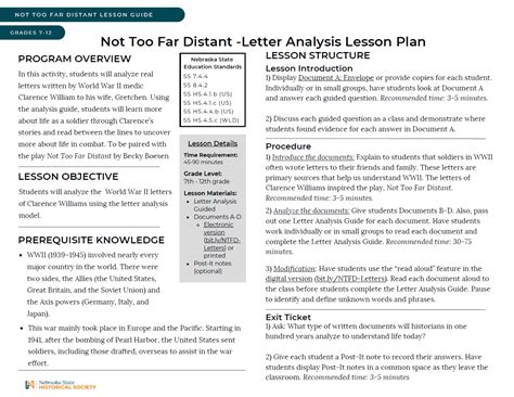 Not Too Far Distant Letter Analysis Lesson Plan Nebraska State Historical Society