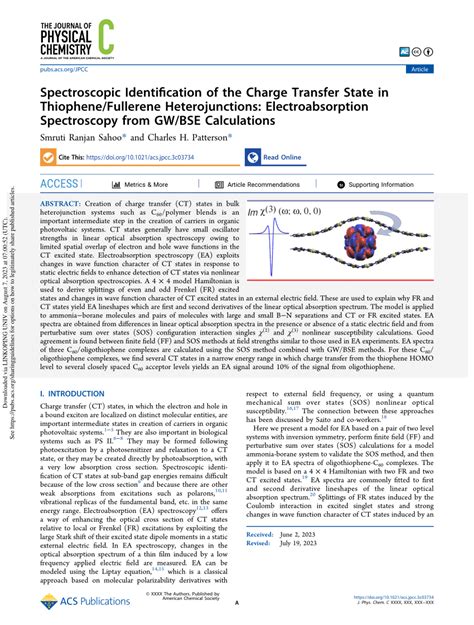 Pdf Spectroscopic Identification Of The Charge Transfer State In