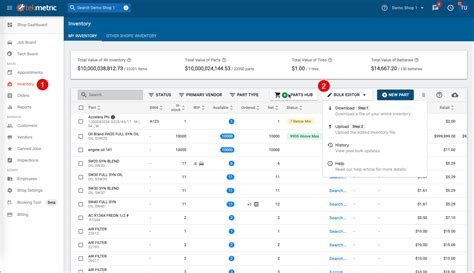 bulk inventory editing tekmetric