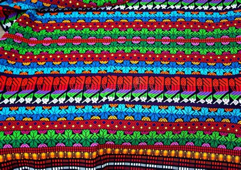 Traditional Mayan Textile Pattern With Bright Colors And Figurines