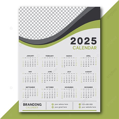Desain Templat Hijau Selebaran Kalender 2025 Vektor Templat Untuk Unduh