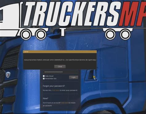 truckersmp login fails initializesecuritycontext failed unknown
