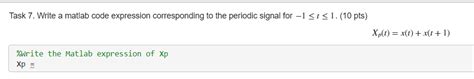 Solved Task 7 Write A Matlab Code Expression Corresponding