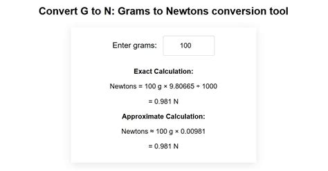 Convert G To N Grams To Newtons Conversion Tool