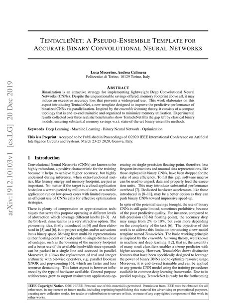 Pdf Tentaclenet A Pseudo Ensemble Template For Accurate Binary Convolutional Neural Networks