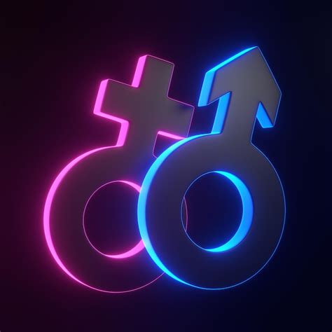 Premium Photo Male And Female Symbols With Bright Glowing Futuristic Blue Neon Lights On Black