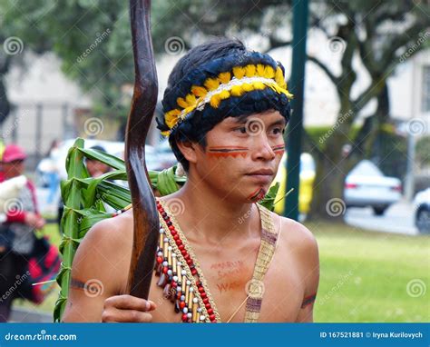 Shuar Folk Dancer Ecuador Editorial Photo Image Of Colorful 167521881