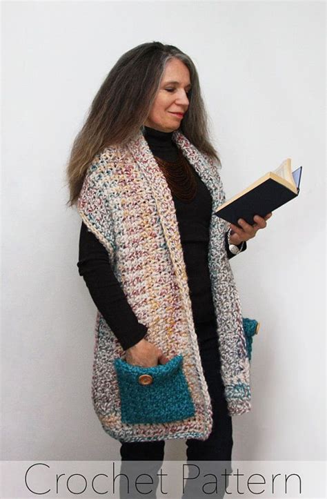 Easy Crochet Pocket Shawl Pattern Uses Chunky Yarn And Q Hook Pdf