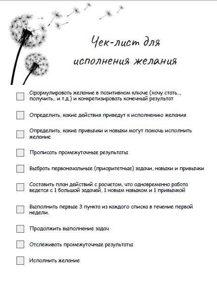 Чек листы — Переменам Быть Чек Мотивация Желание