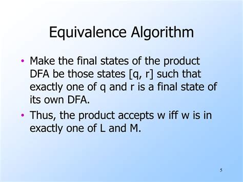 ppt regular language equivalence and dfa minimization algorithm