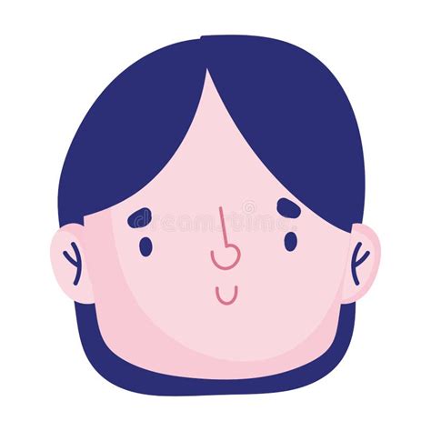 Young Man Face Cartoon Character Isolated Icon Design Stock Vector