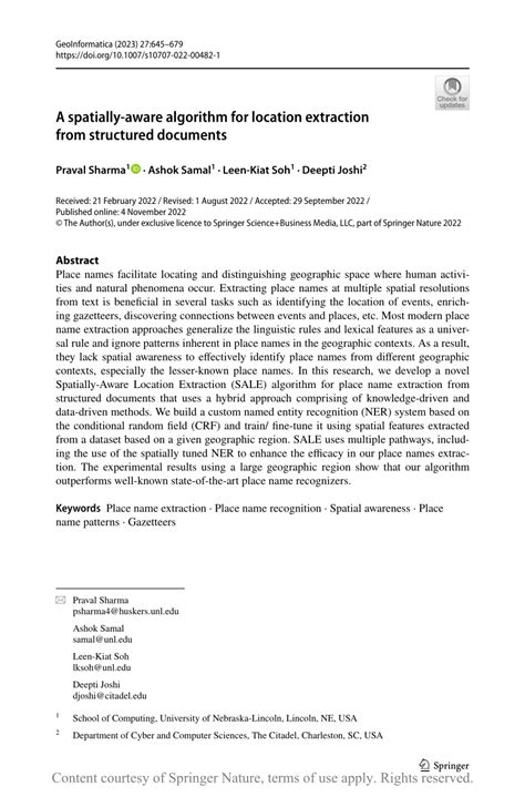 A Spatially Aware Algorithm For Location Extraction From Structured