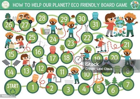환경을 돌보는 아이들과 아이들을위한 생태 주사위 보드 게임 지구의 날 보드 게임 폐기물 재활용 인쇄 가능한 활동 또는 워크 시트 환경 인식 또는 폐기물 활동 제로 보드게임에