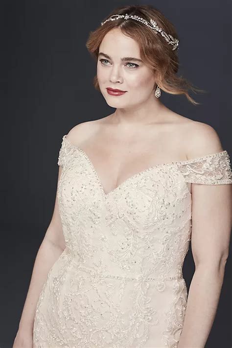 As Is Beaded Lace Mermaid Plus Size Wedding Dress Davids Bridal