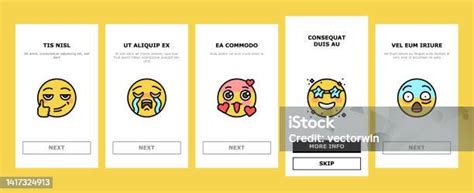 emoji emotional funny smile face onboarding icons set vector stock