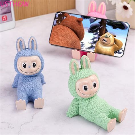 Usthow 2pcs Labubu Figure Model Phone Holder Support Labubu Doll Toy