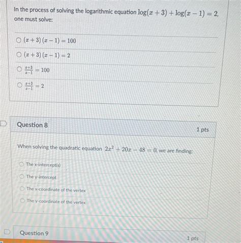 Solved In The Process Of Solving The Logarithmic Equation