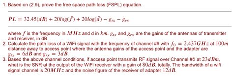 Solved Based On Prove The Free Space Path Loss Chegg