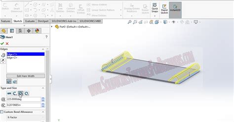 How To Use Solidworks Sheetmetal Hem Feature Tutorial