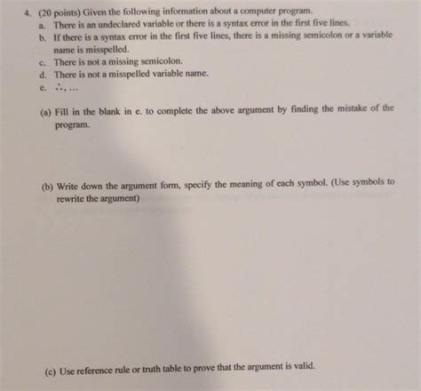 solved 4 20 points given the following information about