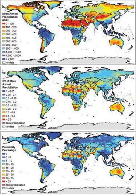 A Global Distribution Of Long Term Mean Annual Precipitation B Its
