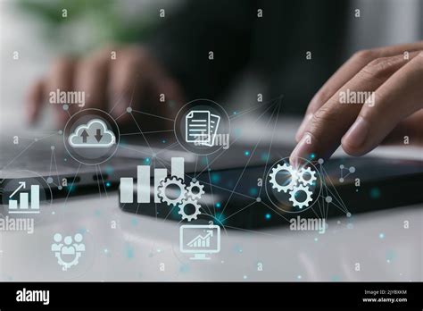 Businessman Touch On Smartphone Concept Of Business Automation Software Technology Process