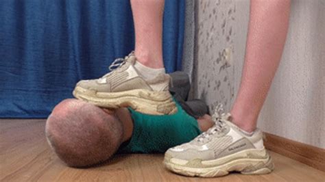 Slave Gets His Face Pressed By Nice Teenage Girl In Balenciaga Sneakers